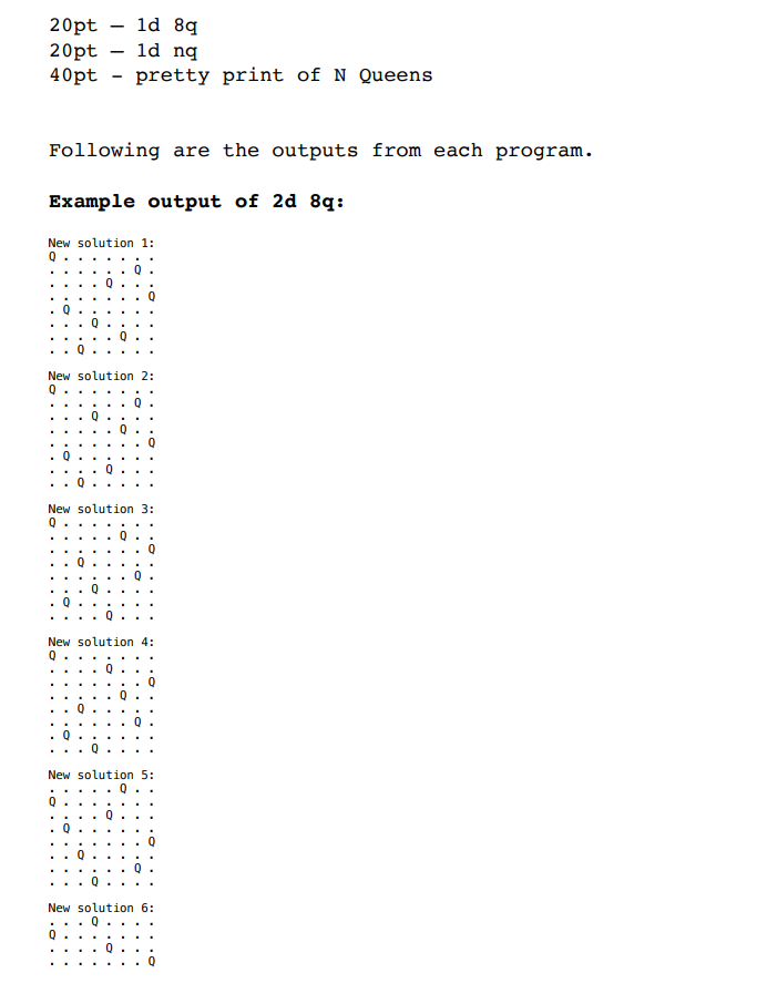 Solved Project 1 2 Dimension of 8 queens problem Write a | Chegg.com
