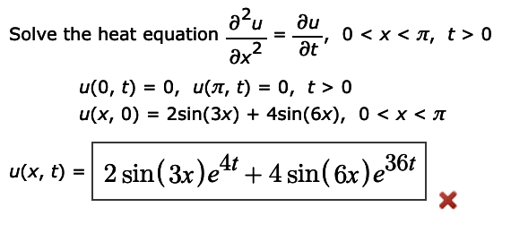 Solved 1 au au Solve the heat equation 0 0 2 ax at u(0, t) = | Chegg.com