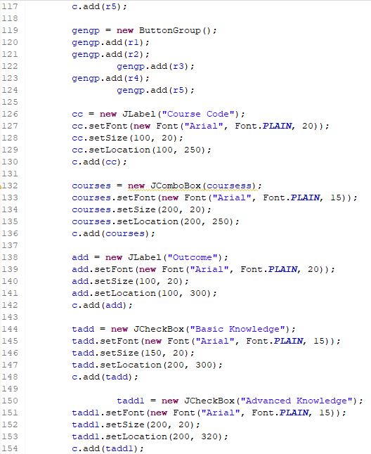 Solved Below are code for Course Evaluation, how can I add | Chegg.com