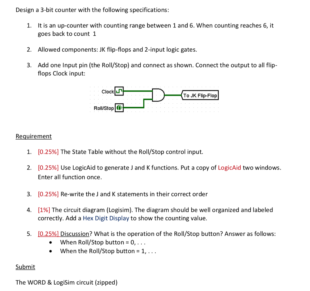 Design a 3-bit counter with the following | Chegg.com