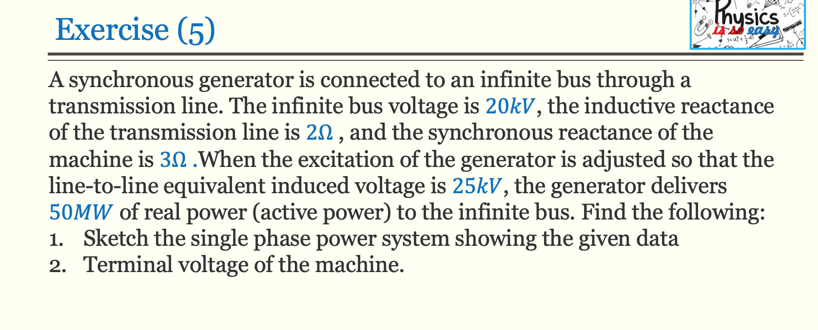 A synchronous generator is connected to an infinite | Chegg.com
