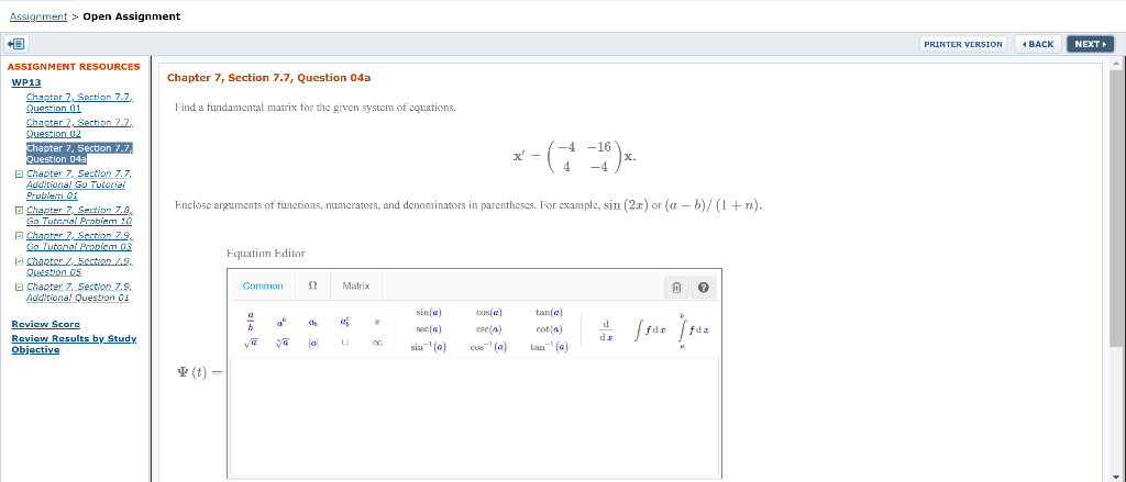 Solved AssignmentOpen Assignment 4 BACK NEXT PRINTER VERSION | Chegg.com