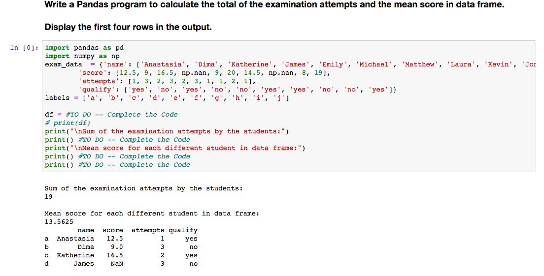 Solved Python Write A Pandas Program To Calculate The Tot