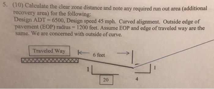 dditional (10) Calculate the clear zone distance and | Chegg.com