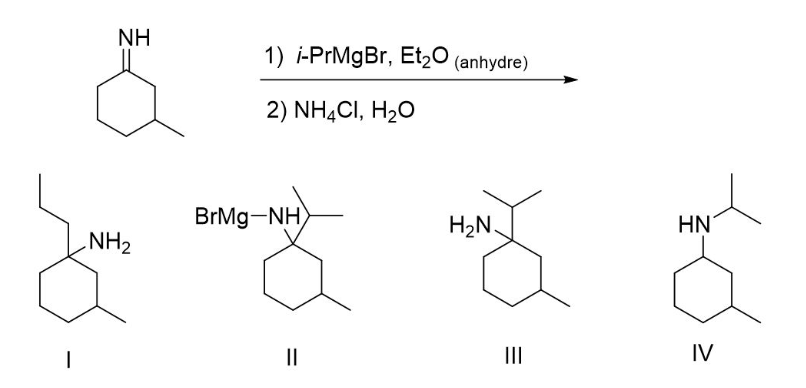 Solved 1) i-PrMgBr, Et2O(anhydre) 2) NH4Cl,H2O I II III IV | Chegg.com