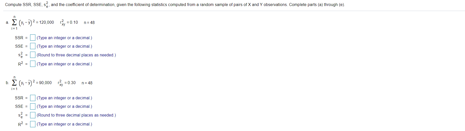 Solved Compute SSR, SSE, and the coefficient of | Chegg.com