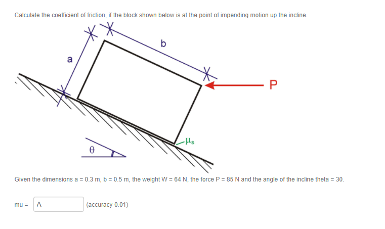 Solved Calculate the coefficient of friction, if the block | Chegg.com