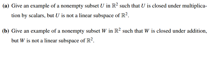 Solved A Give An Example Of A Nonempty Subset U In R Such 