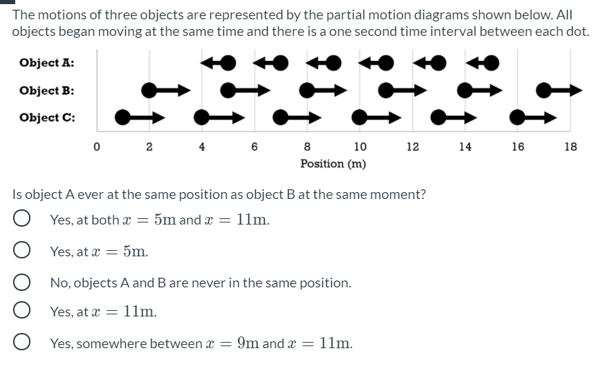 Solved The motions of three objects are represented by the | Chegg.com