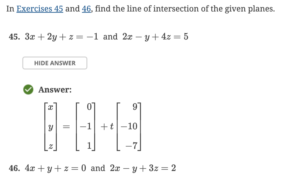 In Exercises 45 ﻿and 46, ﻿find the line of | Chegg.com