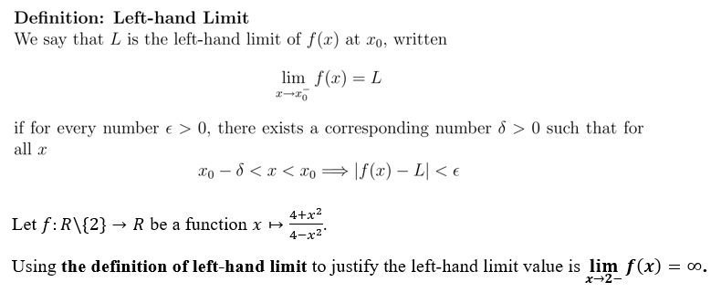 Solved Definition: Left-hand Limit We say that L is the | Chegg.com
