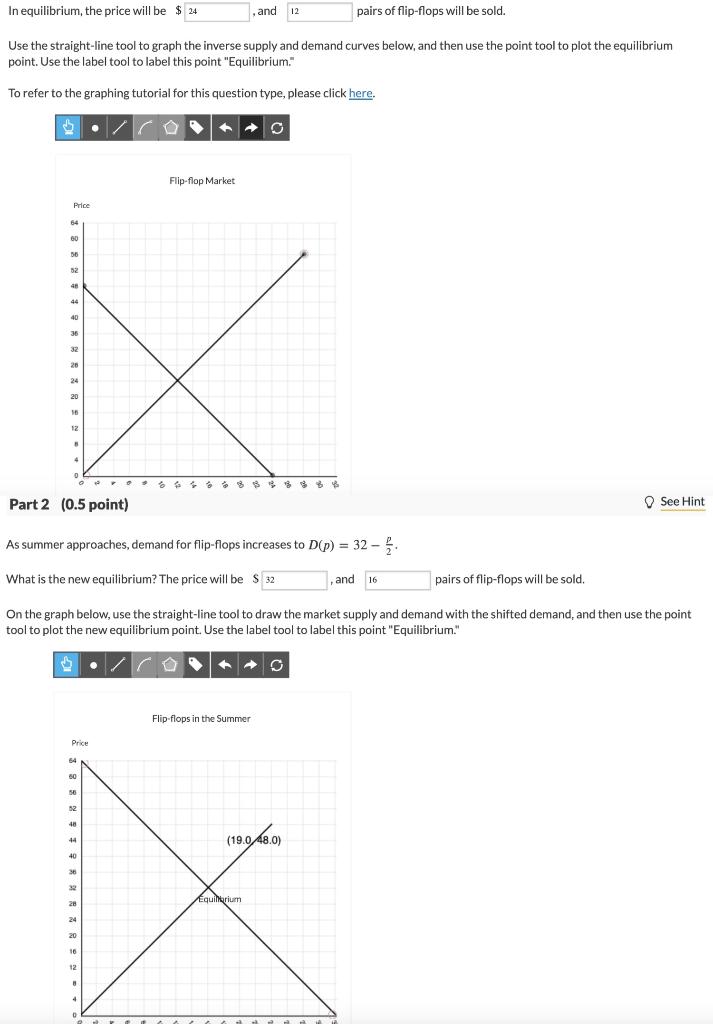 In equilibrium, the price will be $ 24 1. and 12 | Chegg.com