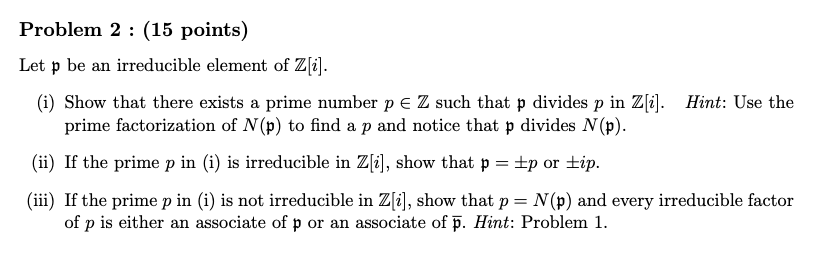 Solved Recall that the ring of Gaussian integers | Chegg.com