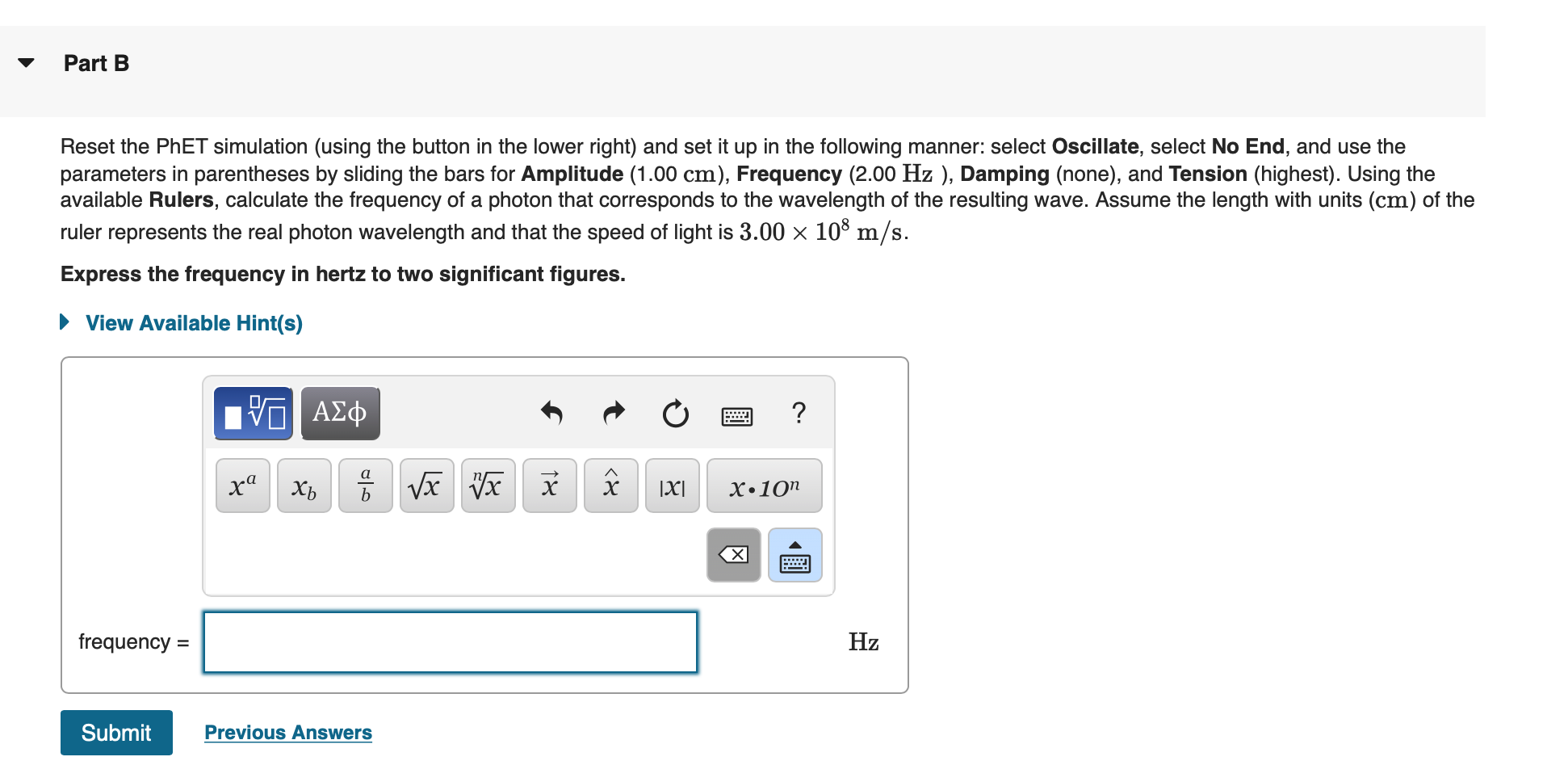 Solved Part B Reset the PhET simulation (using the button in | Chegg.com