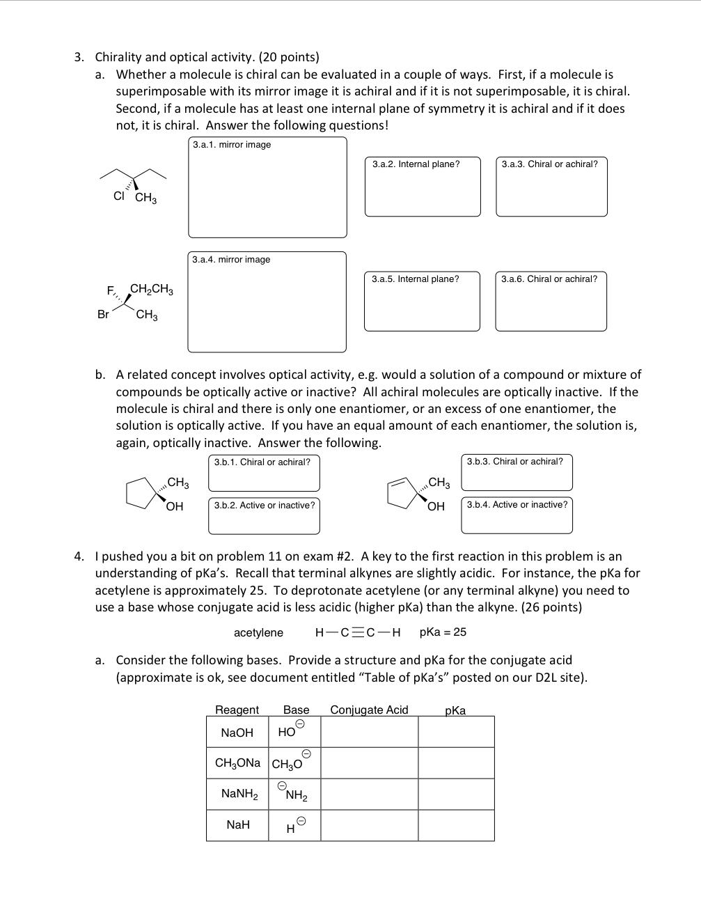 Solved 3. Chirality and optical activity. ( 20 points) a. | Chegg.com