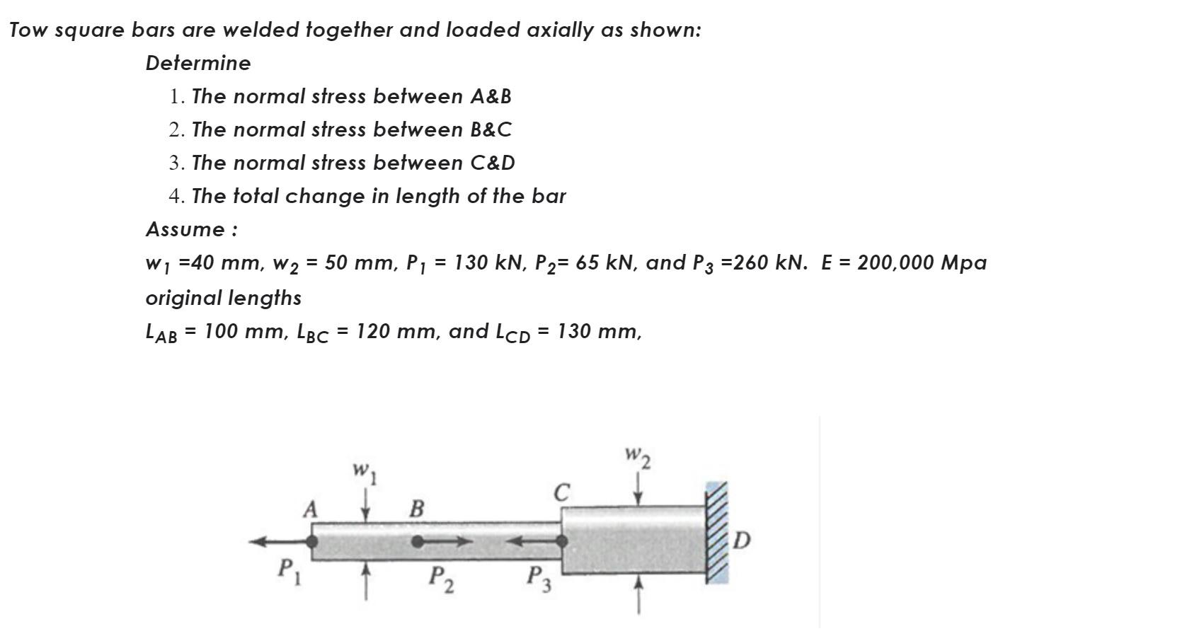 Solved vare bars are welded together and loaded axially as | Chegg.com