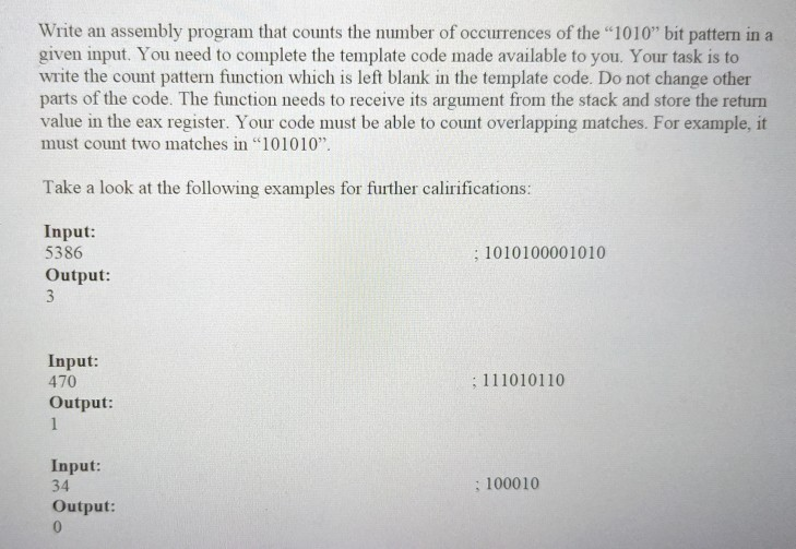 Solved Write an assembly program that counts the number of | Chegg.com