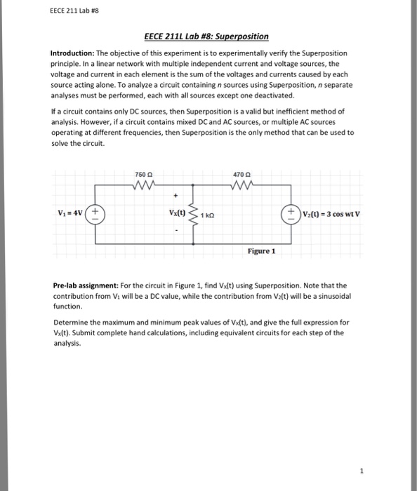 Solved EECE 211 Lab #8 EECE 211L Lab #8: Superposition | Chegg.com