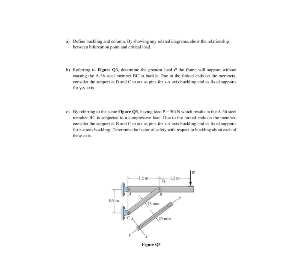Solved a) Define buckling and column. By showing any related | Chegg.com
