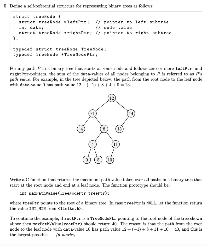 Solved 5. Define a self-referential structure for | Chegg.com