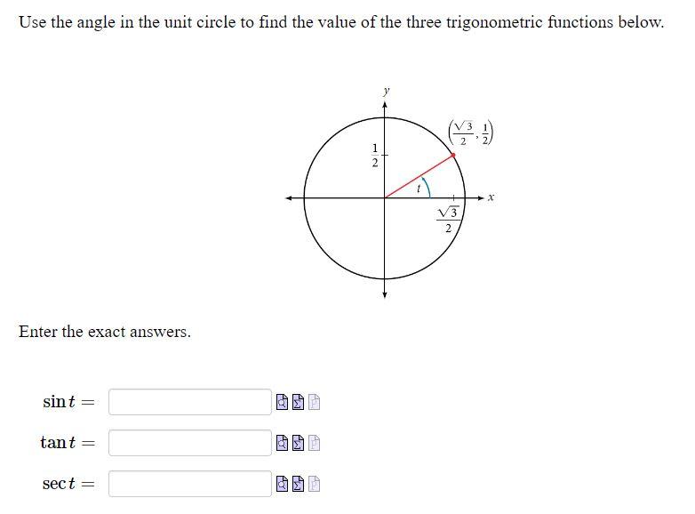 Solved Use the angle in the unit circle to find the value of | Chegg.com