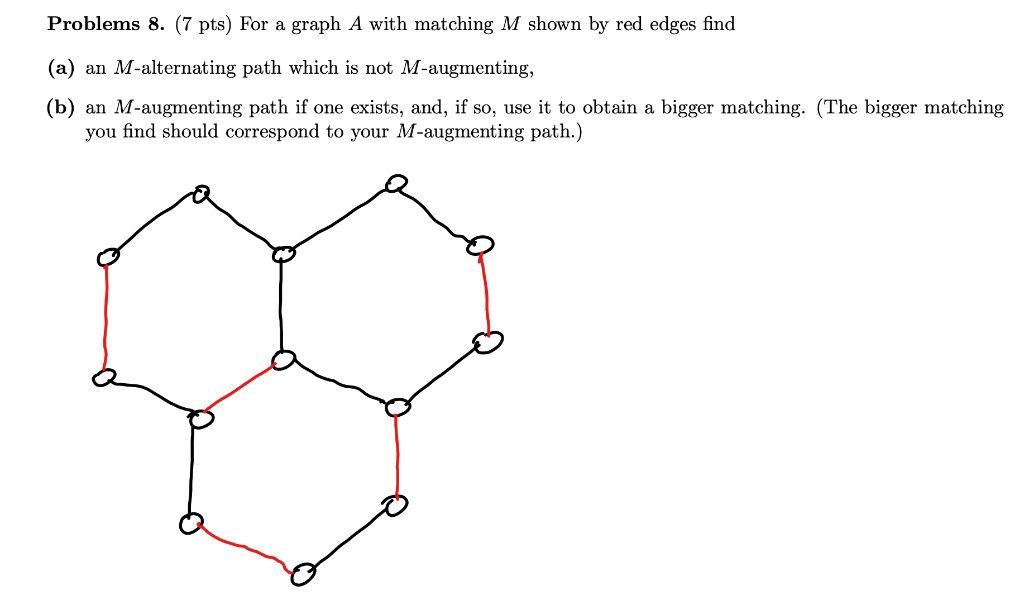 Solved Problems 8. (7 pts) For a graph A with matching M | Chegg.com