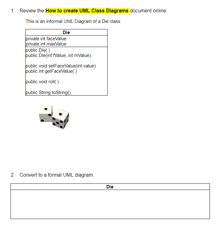 Solved 1. Review the How to create UML Class Diagrams | Chegg.com