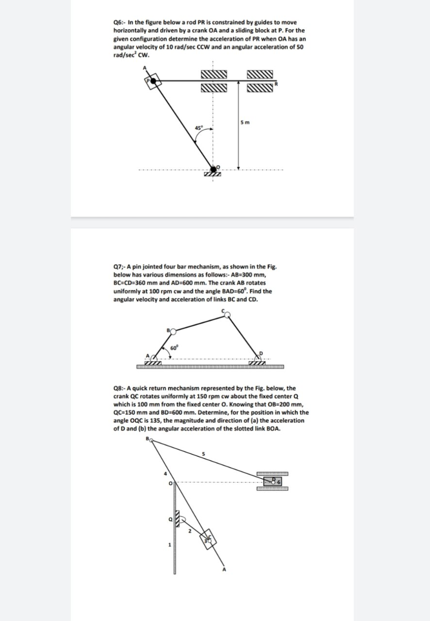 Solved Q6:- In the figure below a rod PR is constrained by | Chegg.com