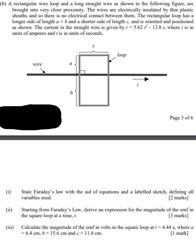 Solved (b) A rectangular wire loop and a long straight wire | Chegg.com