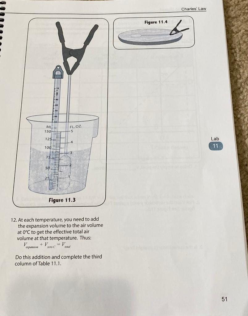 Solved Charles' Law LAB 11: CHARLES'LAW Goals volumes and | Chegg.com