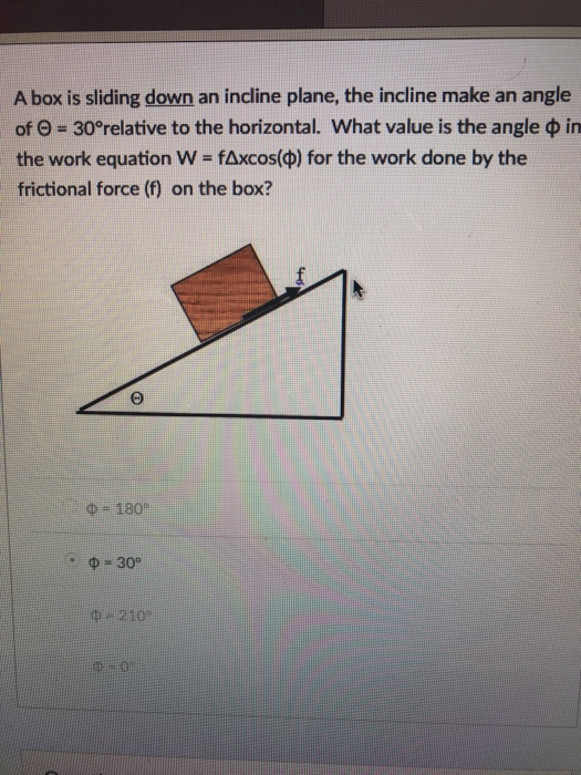 Solved A box is sliding down an incline plane, the incline | Chegg.com