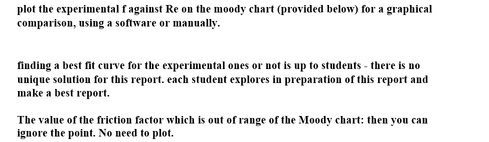 Solved plot the experimental f against Re on the moody chart | Chegg.com