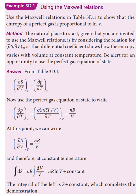 Solved Example 3D.1 Using the Maxwell relations Use the | Chegg.com