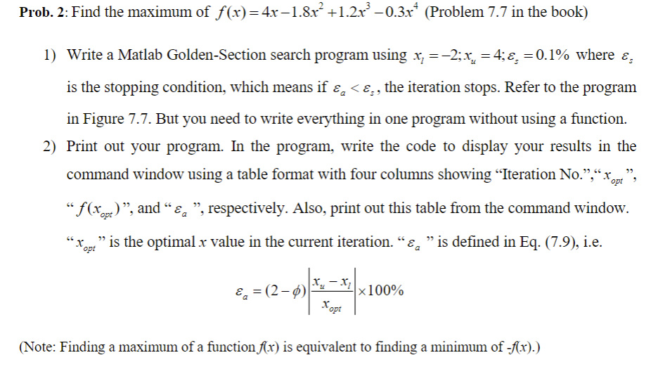 Solved Prob. 2: Find the maximum of | Chegg.com