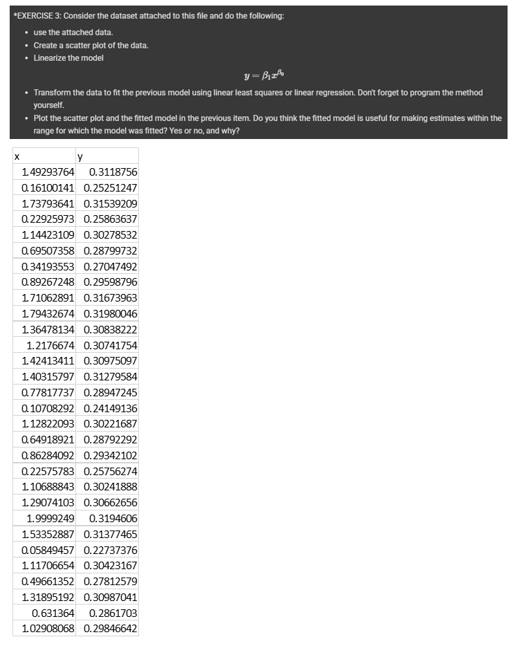 *EXERCISE 3: Consider the dataset attached to this | Chegg.com