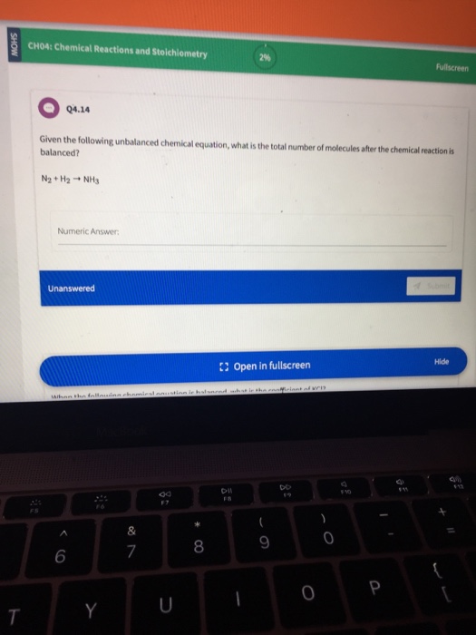 Solved CHO4: Chemical Reactions and Stoichiometry 2% | Chegg.com