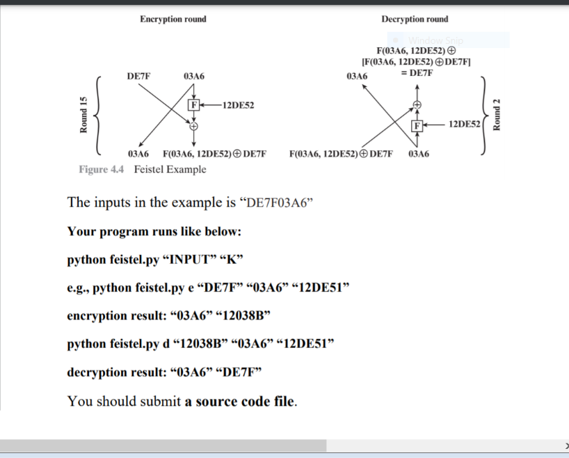 Solved Symmetric Cipher: Implement a one-round Feistel | Chegg.com