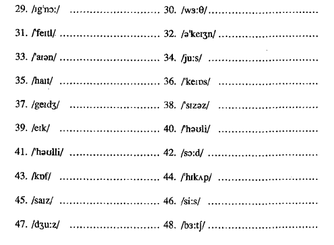 From the RP transcription, write the following words | Chegg.com