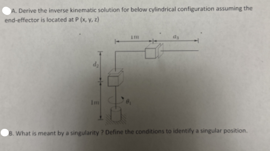 Solved A. ﻿Derive the inverse kinematic solution for below | Chegg.com
