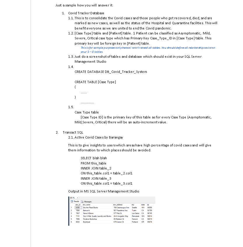 Solved Create A Database Design That Will Consist Of 5 8 