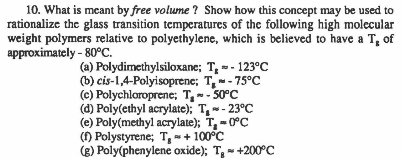 - 10. What is meant by free volume ? Show how this | Chegg.com