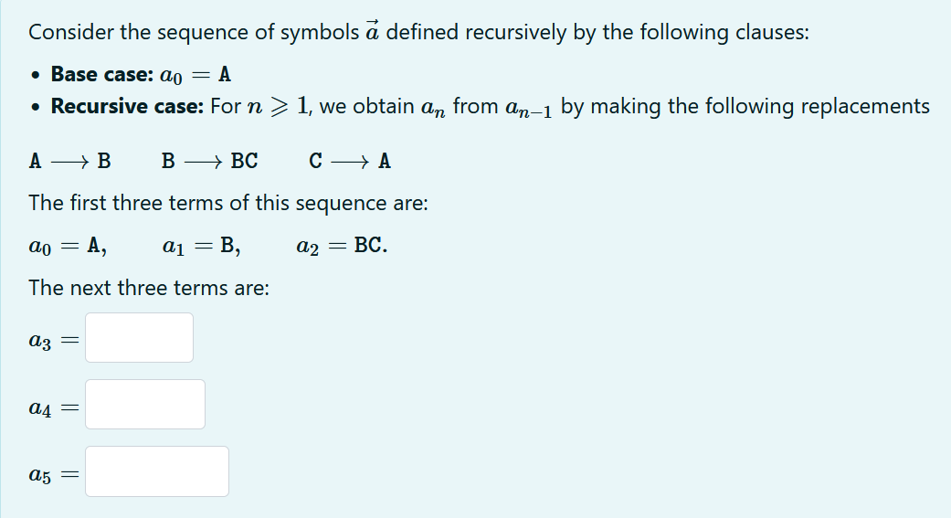 Consider the sequence of symbols a defined | Chegg.com