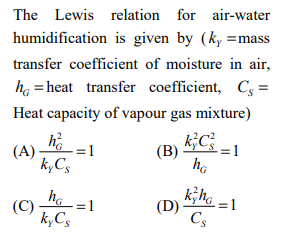 Solved The Lewis relation for air-water humidification is | Chegg.com