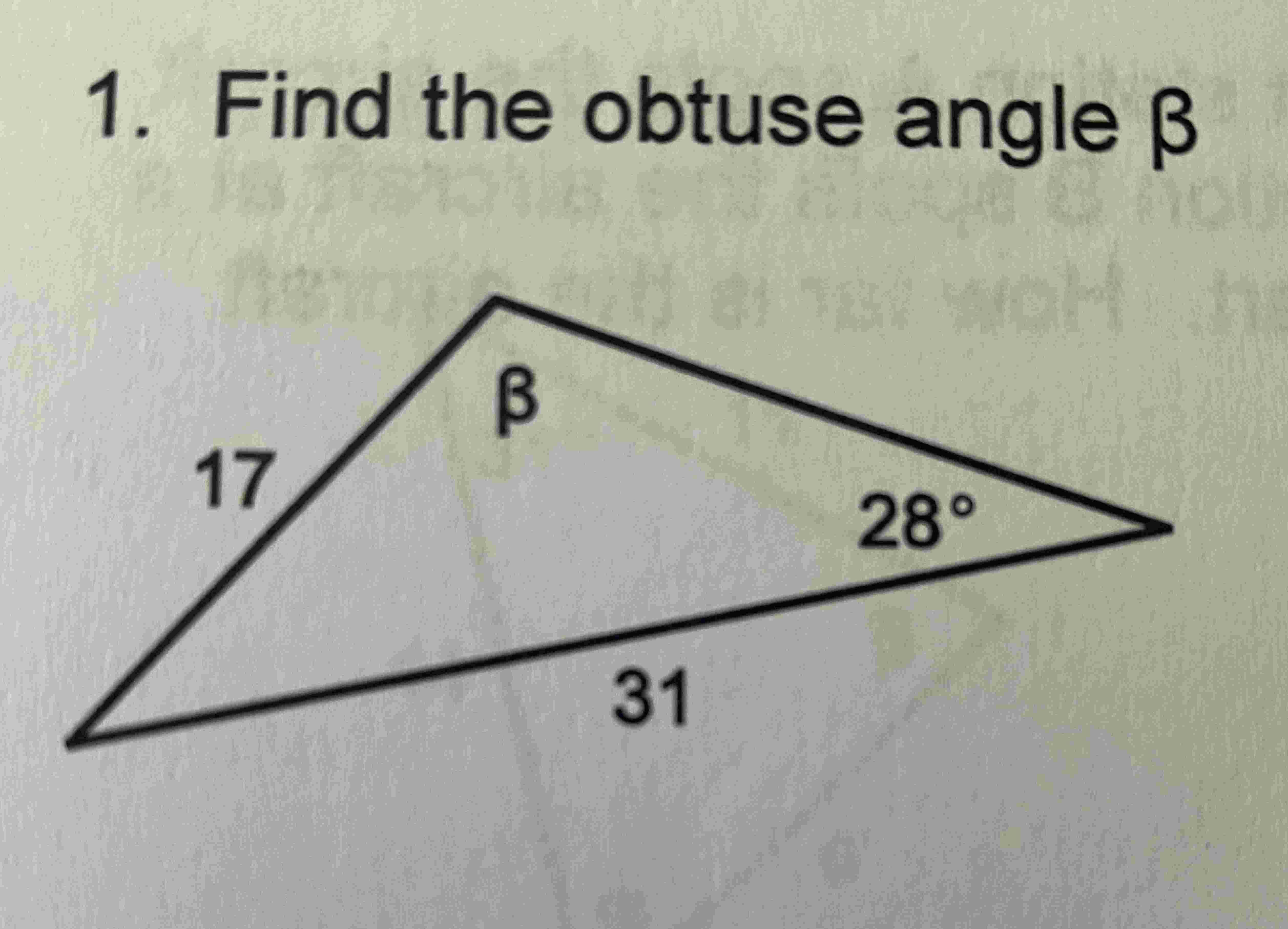 Solved Find the obtuse angle β | Chegg.com