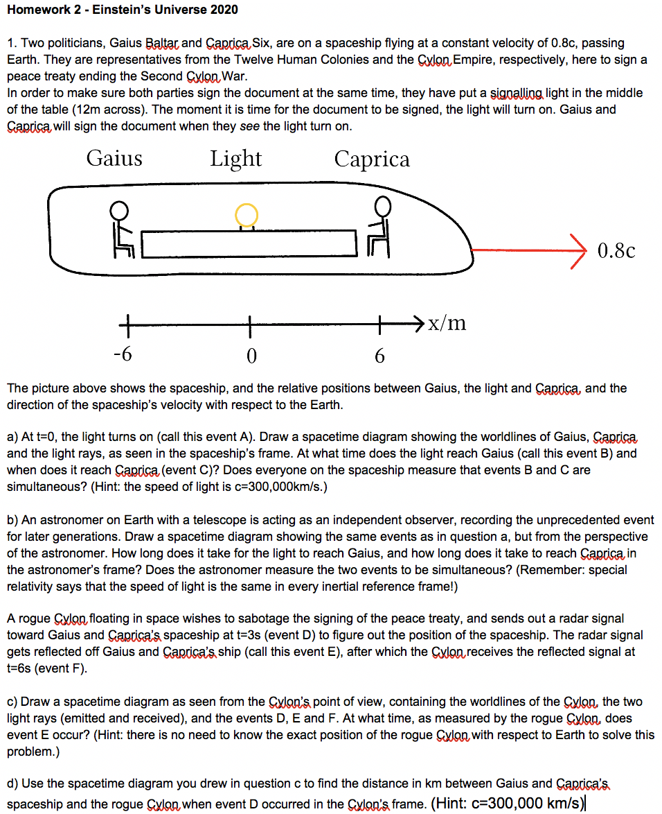 Homework 2 - Einstein's Universe 2020 1. Two | Chegg.com