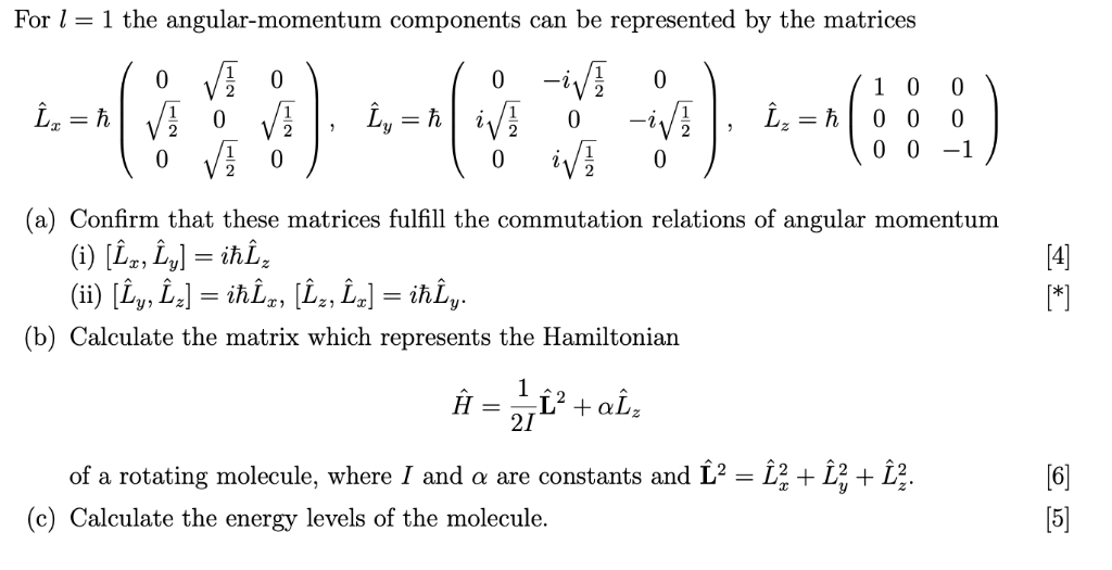 Solved For l-1 the angular-momentum components can be | Chegg.com