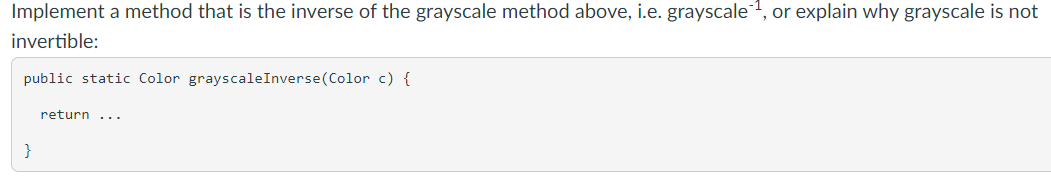 Solved Implement a method that is the inverse of the | Chegg.com
