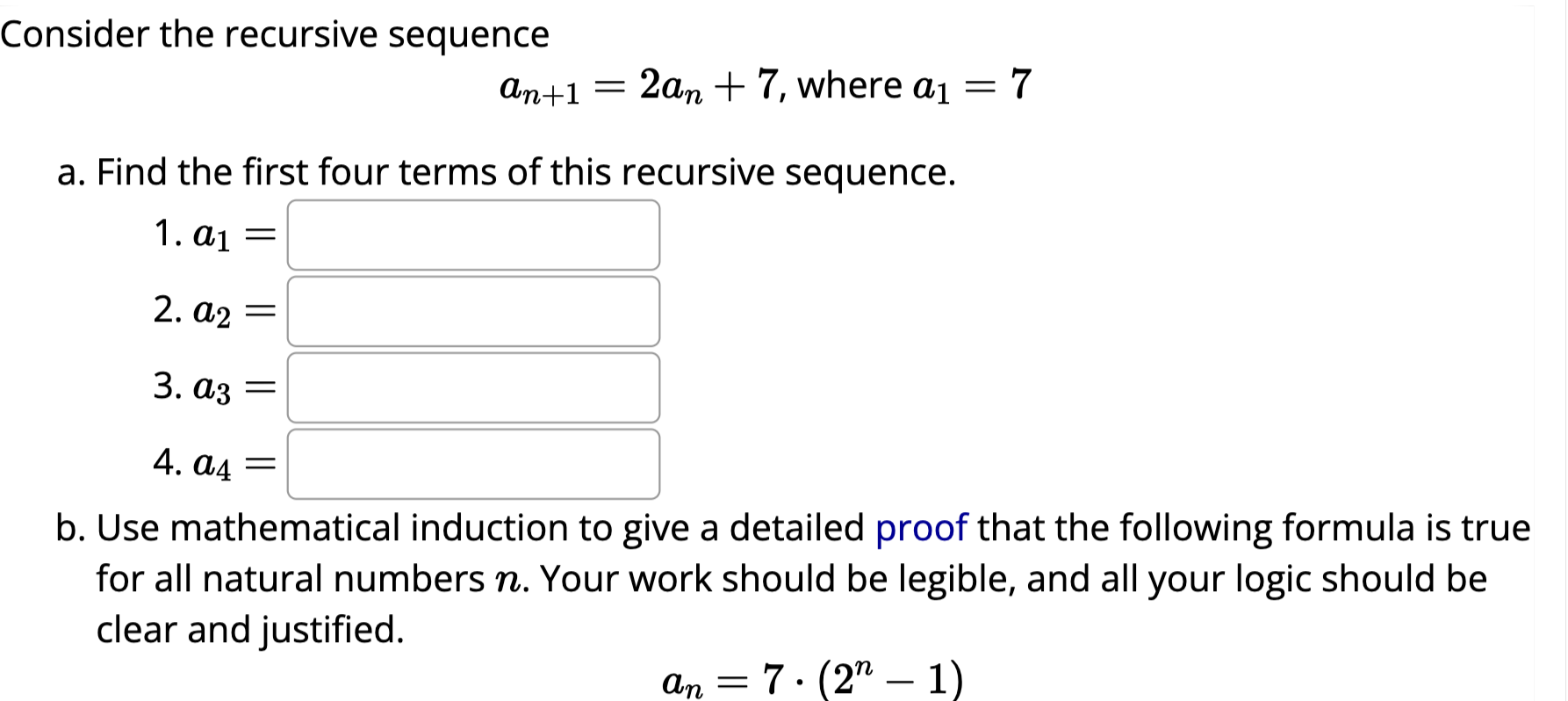Solved Consider The Recursive Sequence An12an7 Where 