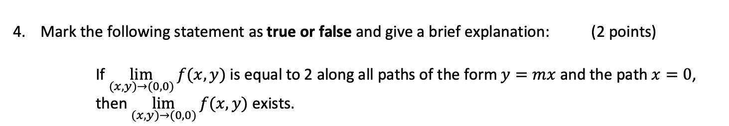Mark the following statement as true or false and | Chegg.com