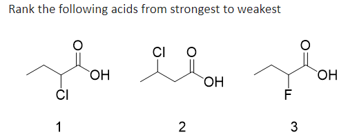 Solved Rank the following acids from strongest to weakest 1 | Chegg.com